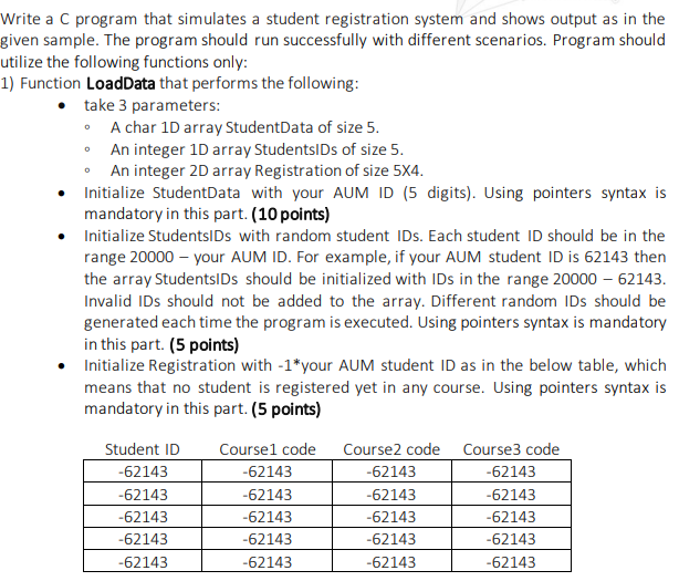 Solved Irite a C program that simulates a student | Chegg.com