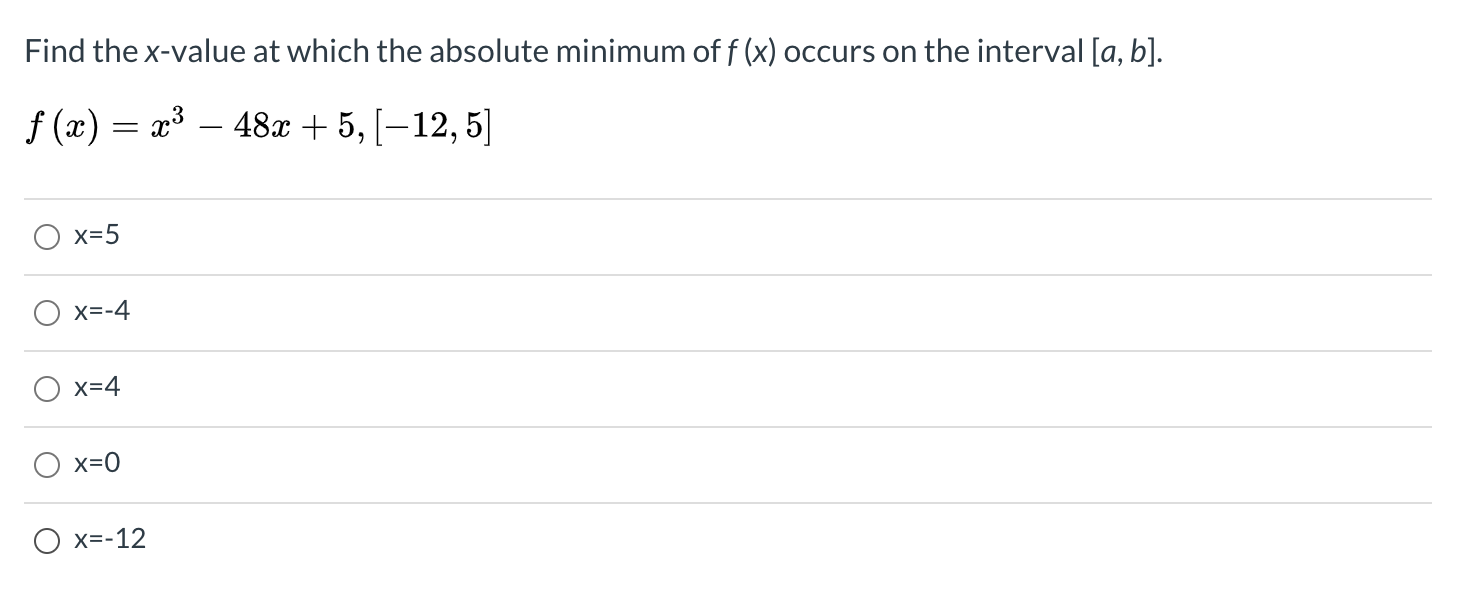 Solved Find the x-value at which the absolute minimum of | Chegg.com