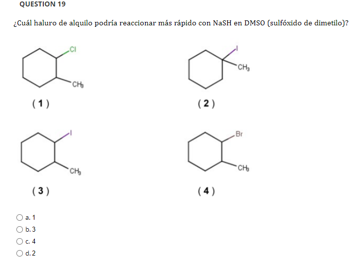 Solved Which alkyl halide could react faster with NaSH in | Chegg.com