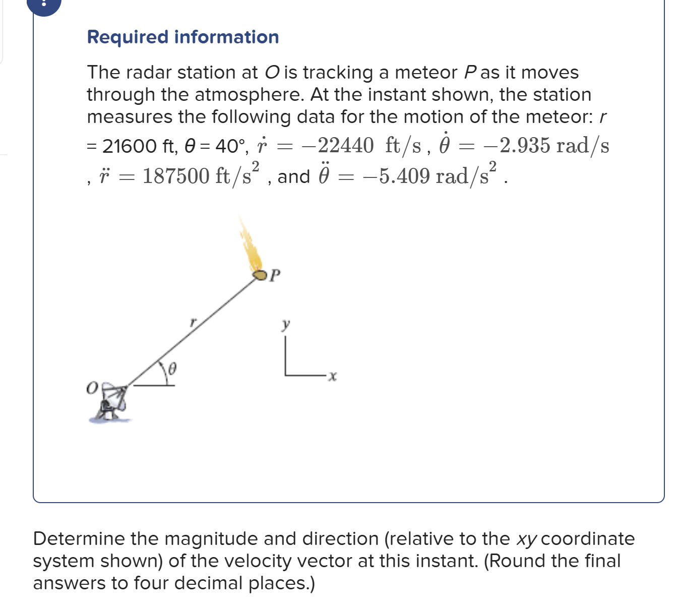 Solved Required information The radar station at O is | Chegg.com