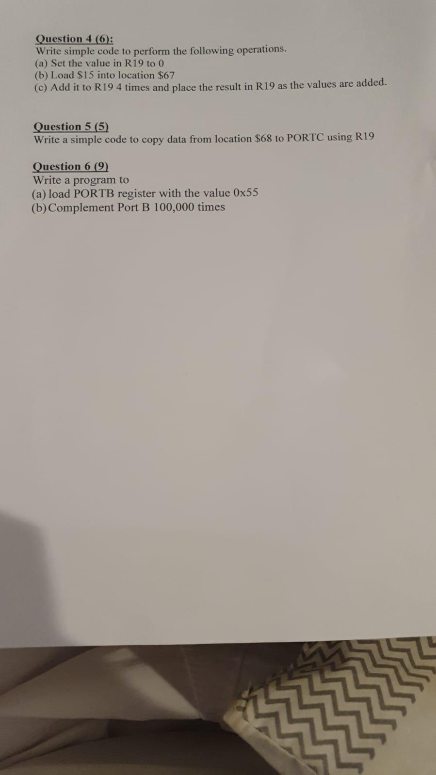 Solved Question 4 (6): Write simple code to perform the | Chegg.com