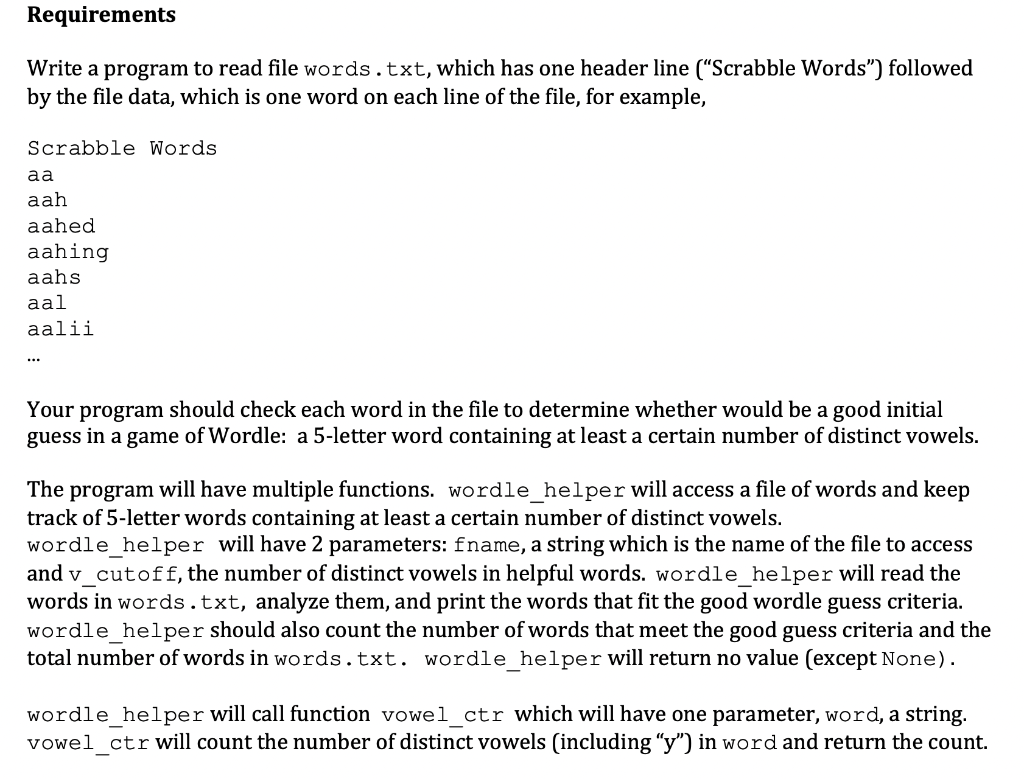 Solved Write a program to read file words . txt, which has | Chegg.com
