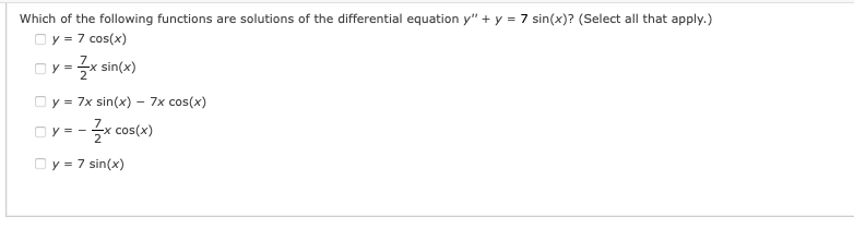Solved Which of the following functions are solutions of the | Chegg.com
