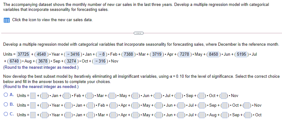 Solved The accompanying dataset shows the monthly number of | Chegg.com