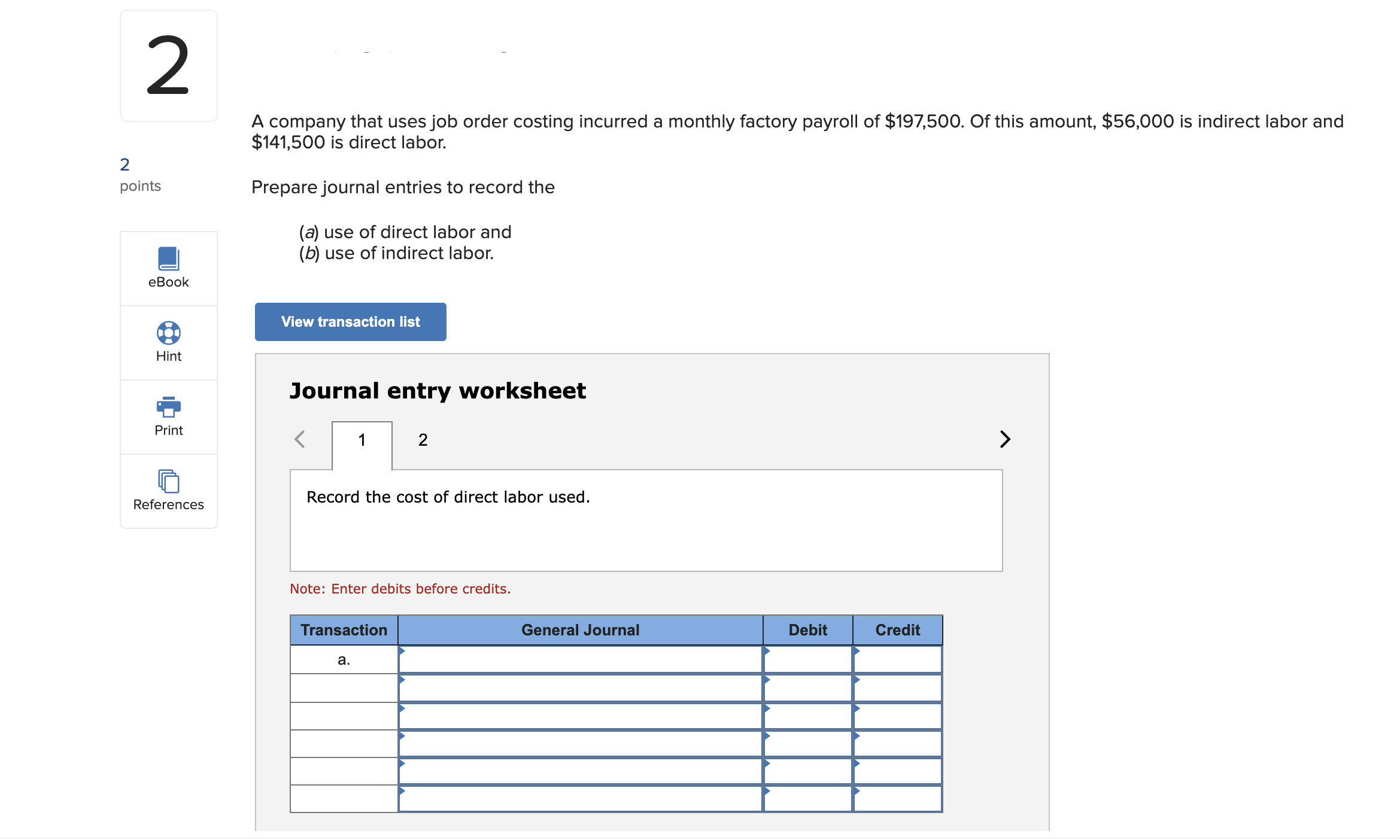Solved A company that uses job order costing incurred a | Chegg.com