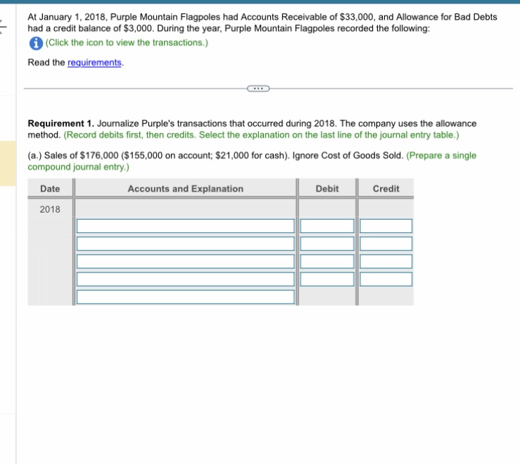 Solved Requirements 1. Journalize Purple's transactions that | Chegg.com