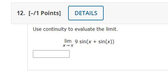 Solved Use continuity to evaluate the limit. | Chegg.com
