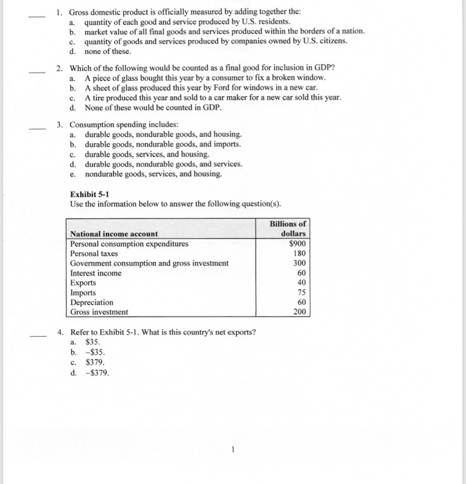 Solved Gross domestic product is officially measured by | Chegg.com