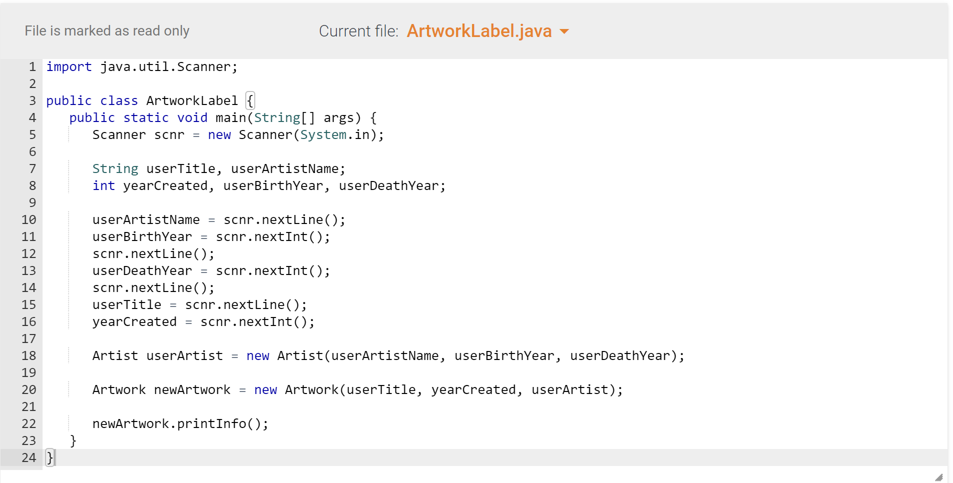 Solved 10.33 Artwork label (classes/constructors) Given | Chegg.com