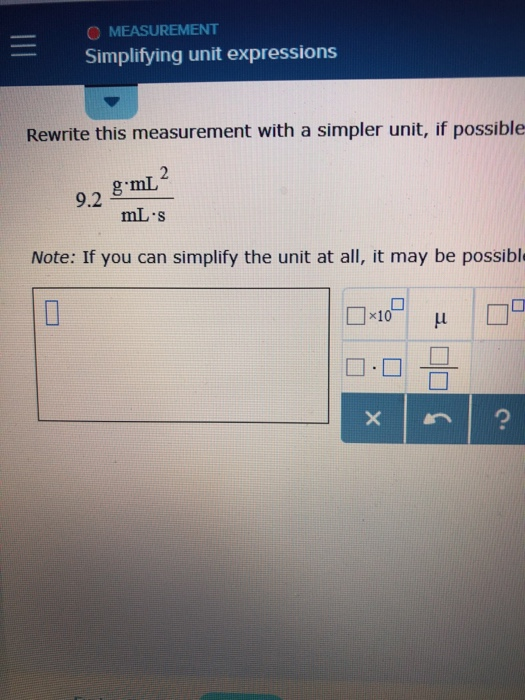 Solved O MEASUREMENT Simplifying unit expressions Rewrite | Chegg.com