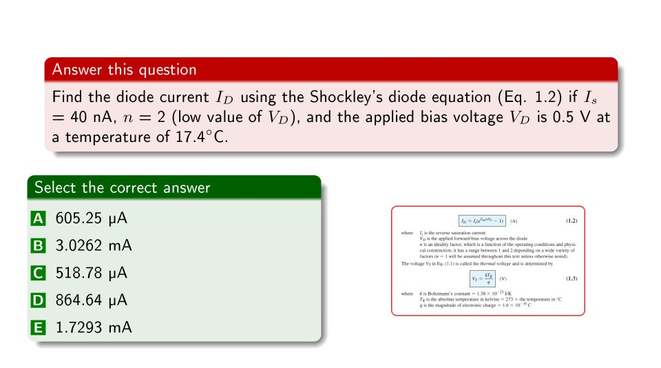 Solved Answer this question The Shockley's equation ID = | Chegg.com