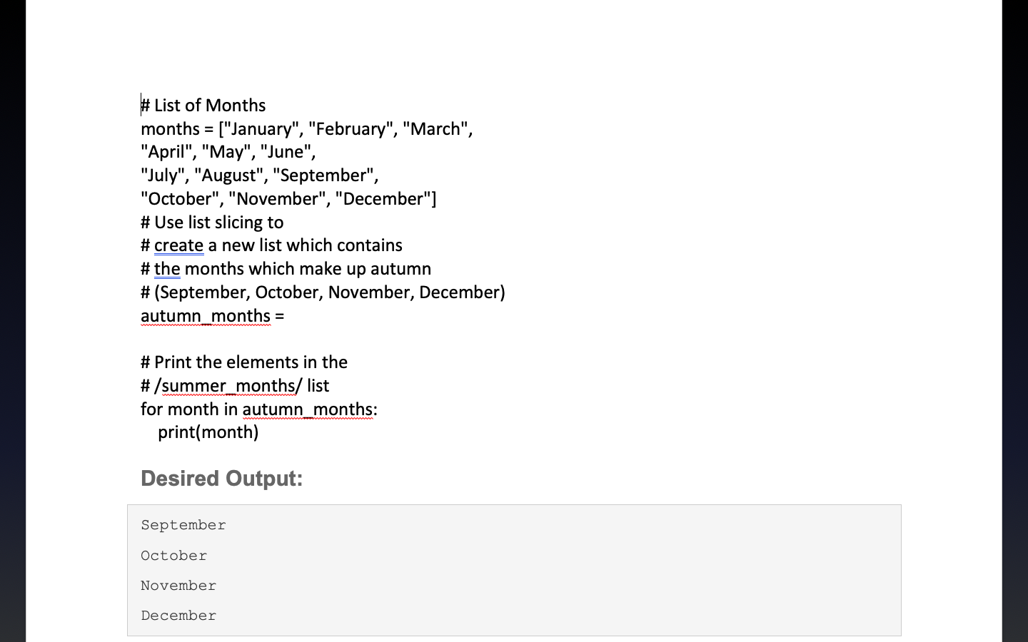 Solved ## List of Months months = ["January", "February", | Chegg.com