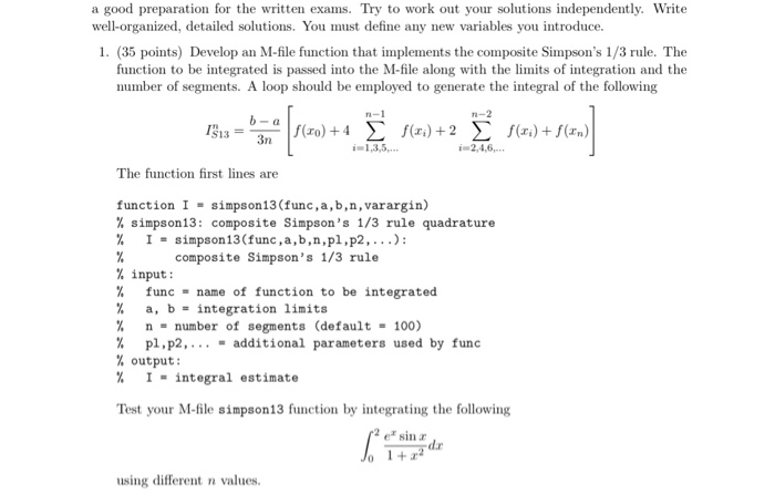 Solved Develop an M-file function that implement the | Chegg.com
