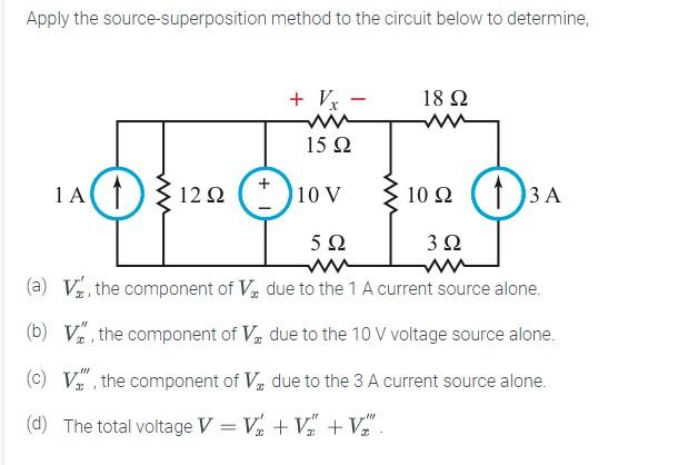 Solved Apply the source-superposition method to the circuit | Chegg.com