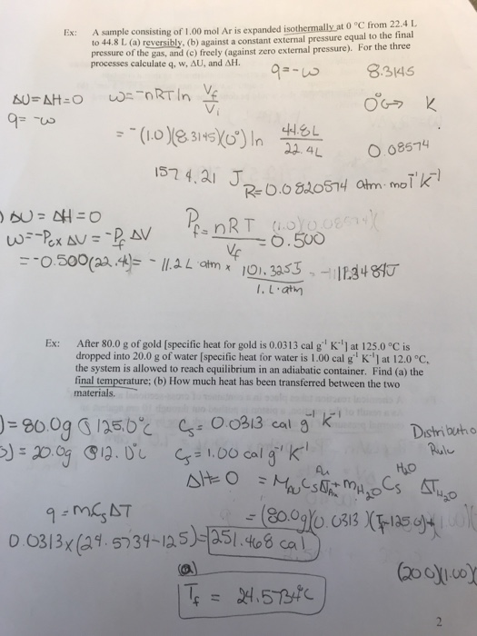 Solved Ex: A sample consisting of 1.00 mol Ar is expanded | Chegg.com