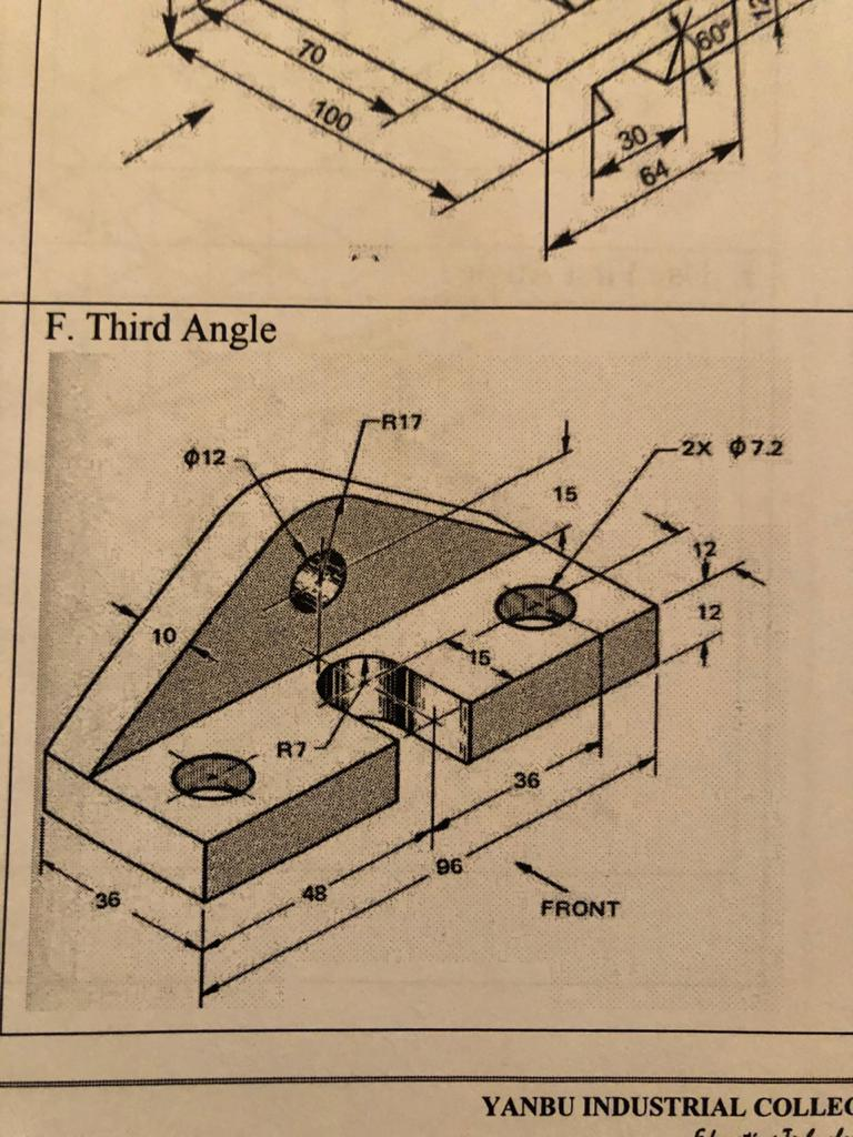 Solved use third angle projection to draw front , top and | Chegg.com