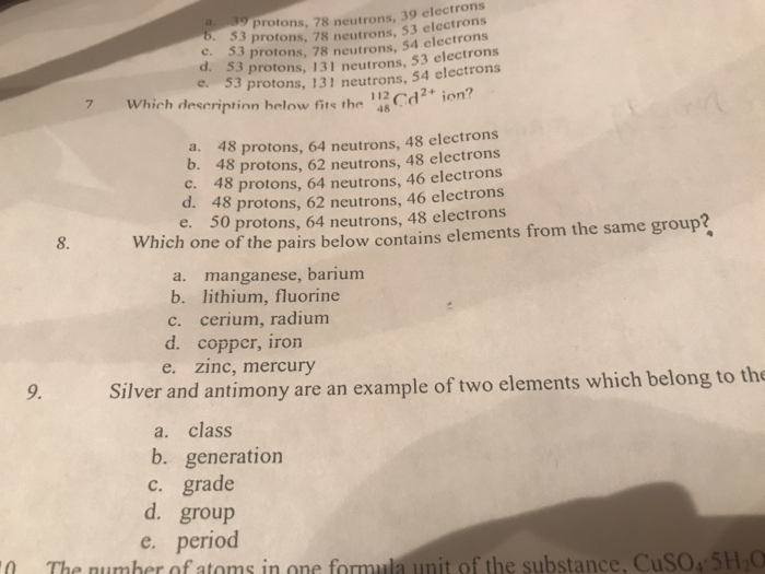 Solved protons, 78 neutrons, 39 electrons protons, 78 | Chegg.com