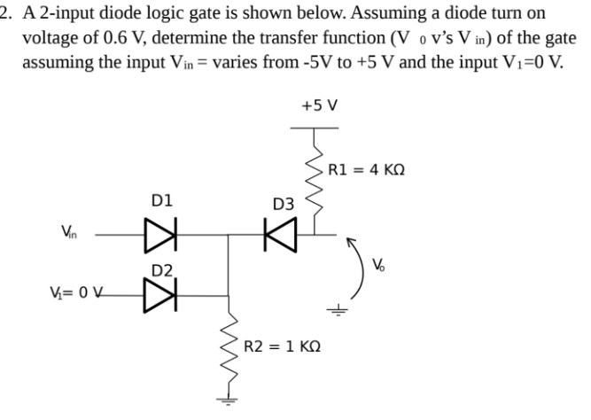 Solved 2. A 2-input diode logic gate is shown below. | Chegg.com