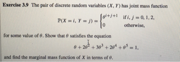 Solved Exercise 3.9 The pair of discrete random variables | Chegg.com