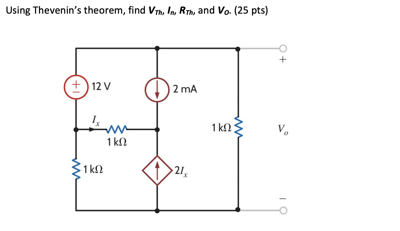 Solved Using Thevenin's theorem, find VTh,In,RTh, and Vo. | Chegg.com