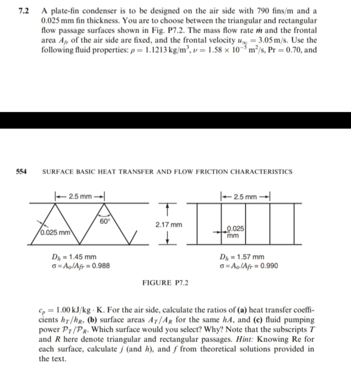 7.2 A plate-fin condenser is to be designed on the | Chegg.com