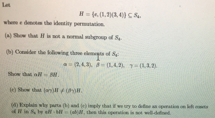 Solved Let where e denotes the identity permutation. (a) | Chegg.com