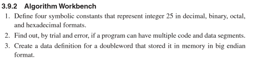 Solved 3.9.2 Algorithm Workbench 1. Define four symbolic | Chegg.com
