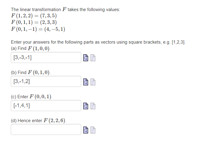 Solved The linear transformation F takes the following | Chegg.com
