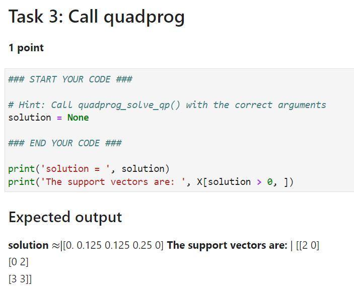 Solved import quadprog import numpy as np # The helper | Chegg.com