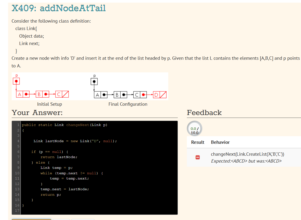 Solved X409: addNodeAtTail Consider the following class | Chegg.com
