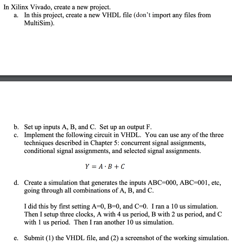Solved In Xilinx Vivado Create A New Project A In This 