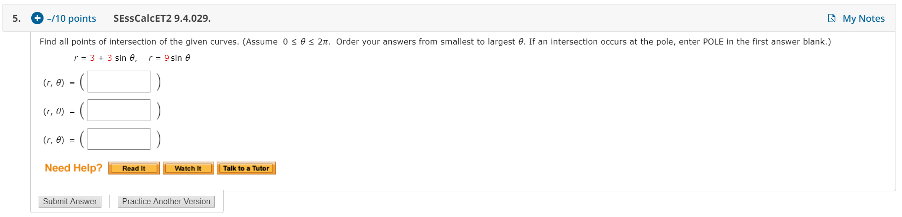 Solved Find all points of intersection of the given | Chegg.com