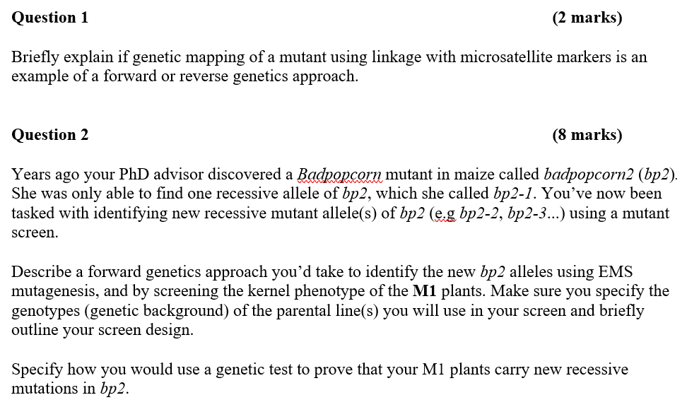 Question 1 (2 marks) Briefly explain if genetic | Chegg.com