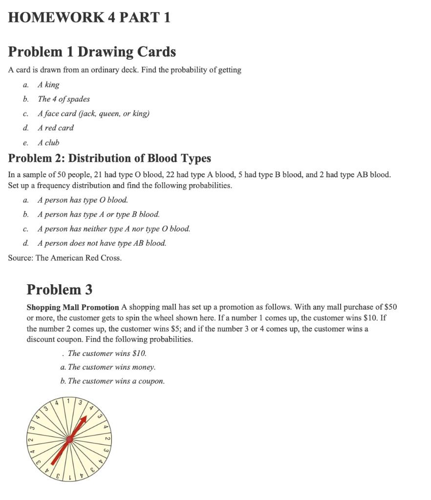 Solved Problem 1 Drawing Cards A card is drawn from an | Chegg.com