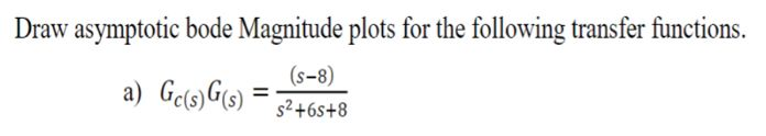 Solved Draw asymptotic bode Magnitude plots for the | Chegg.com