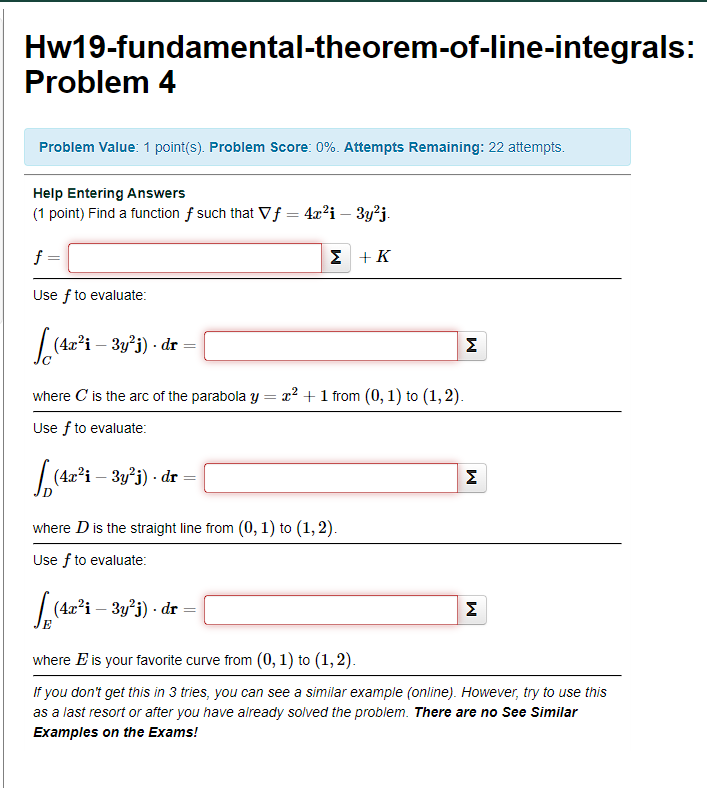 Solved Hw19-fundamental-theorem-of-line-integrals: Problem 4 | Chegg.com