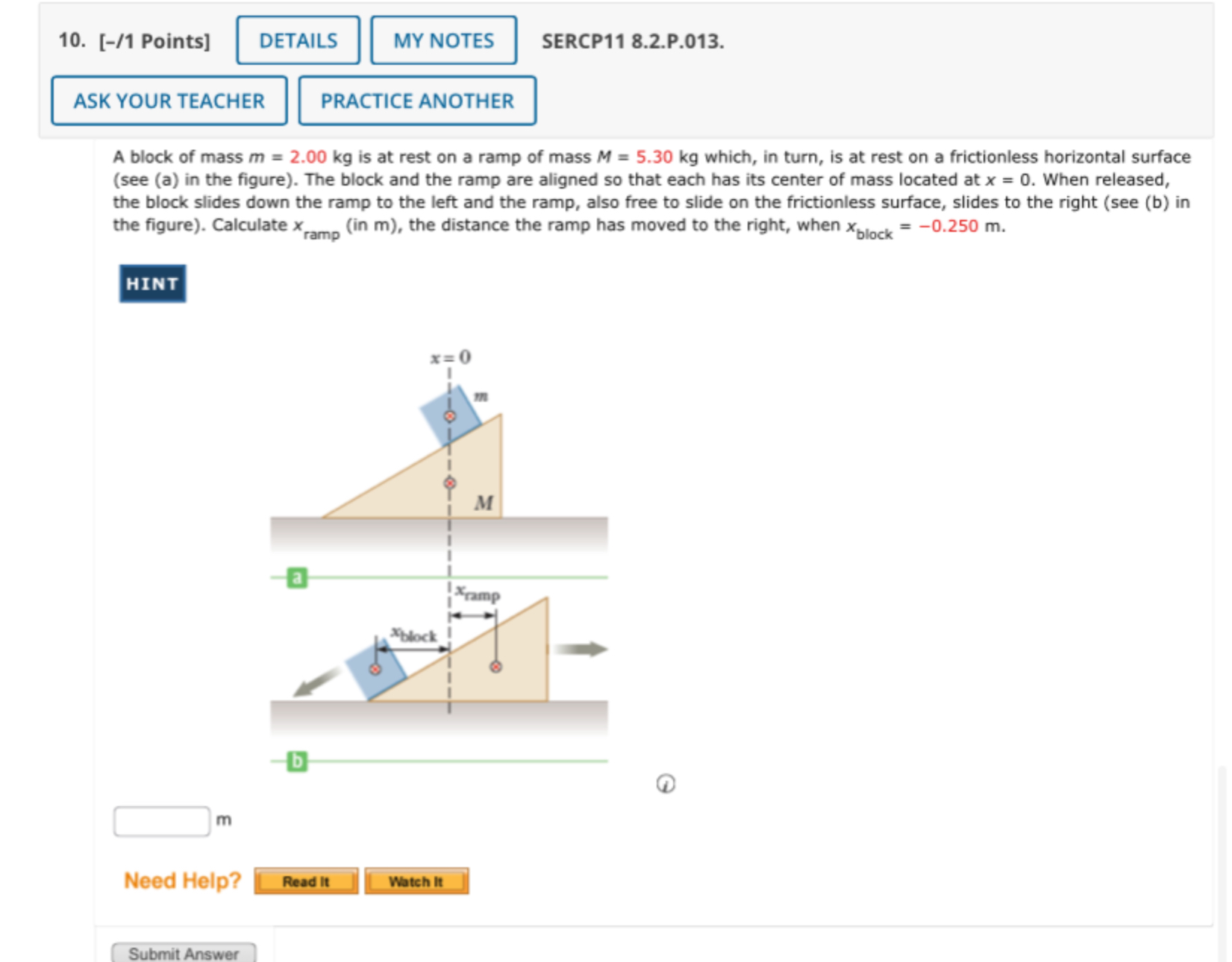 Solved A block of mass m=2.00kg ﻿is at rest on a ramp of | Chegg.com