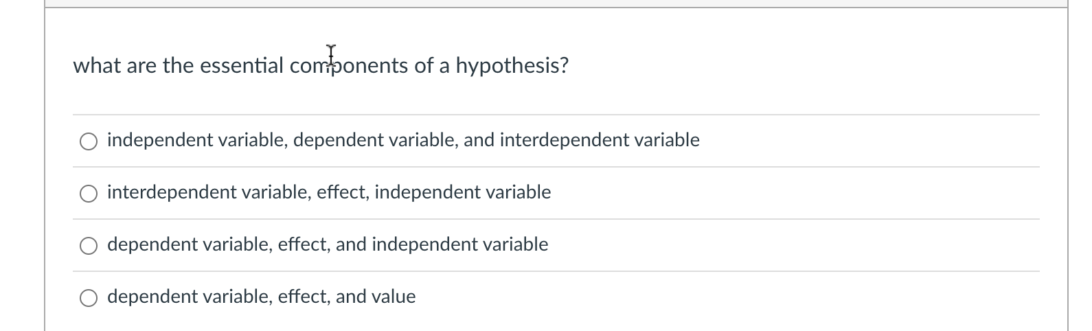 Solved what are the essential components of a hypothesis? | Chegg.com