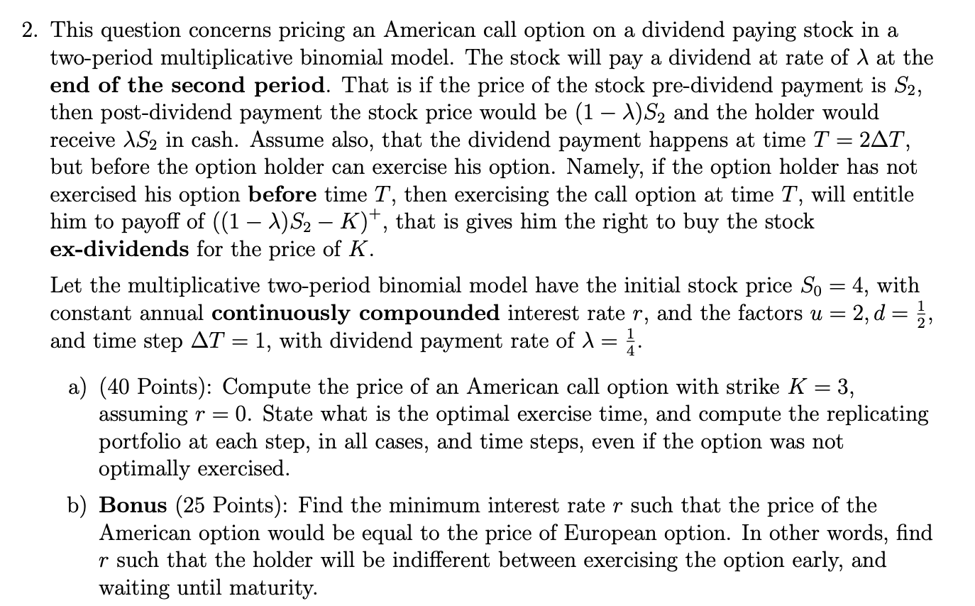 Solved The multi-period binomial model - This is a | Chegg.com