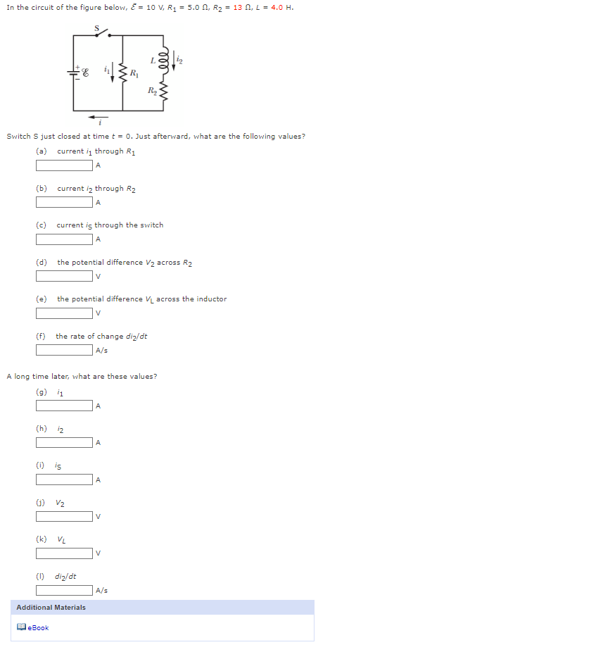 Solved In the circuit of the figure below, ℰ = 10 V, R1 = | Chegg.com