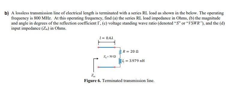 Solved b) A lossless transmission line of electrical length | Chegg.com