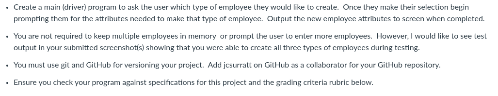 Solved IDE Assignment #4 - Employee Inheritance - • Points | Chegg.com