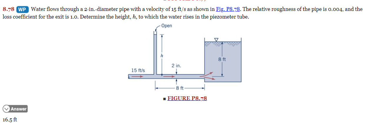 Solved 8.78 WP Water flows through a 2-in.-diameter pipe | Chegg.com