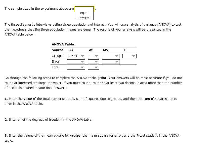 Solved 6. Analysis of variance with unequal sample sizes Aa | Chegg.com