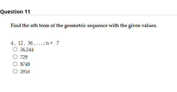 Solved Find the nth term of the geometric sequence with the | Chegg.com