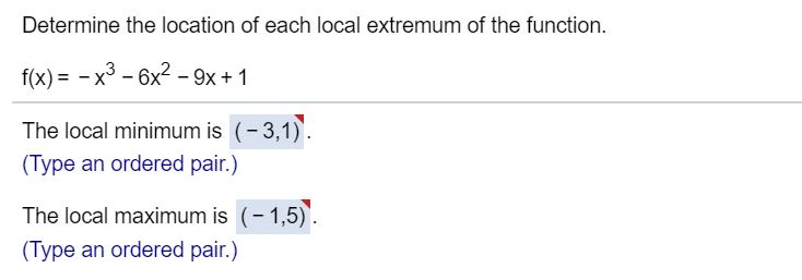 Solved Determine the location of each local extremum of the | Chegg.com