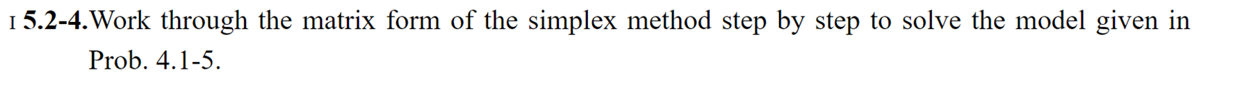 Solved I 5.2-4. Work through the matrix form of the simplex | Chegg.com