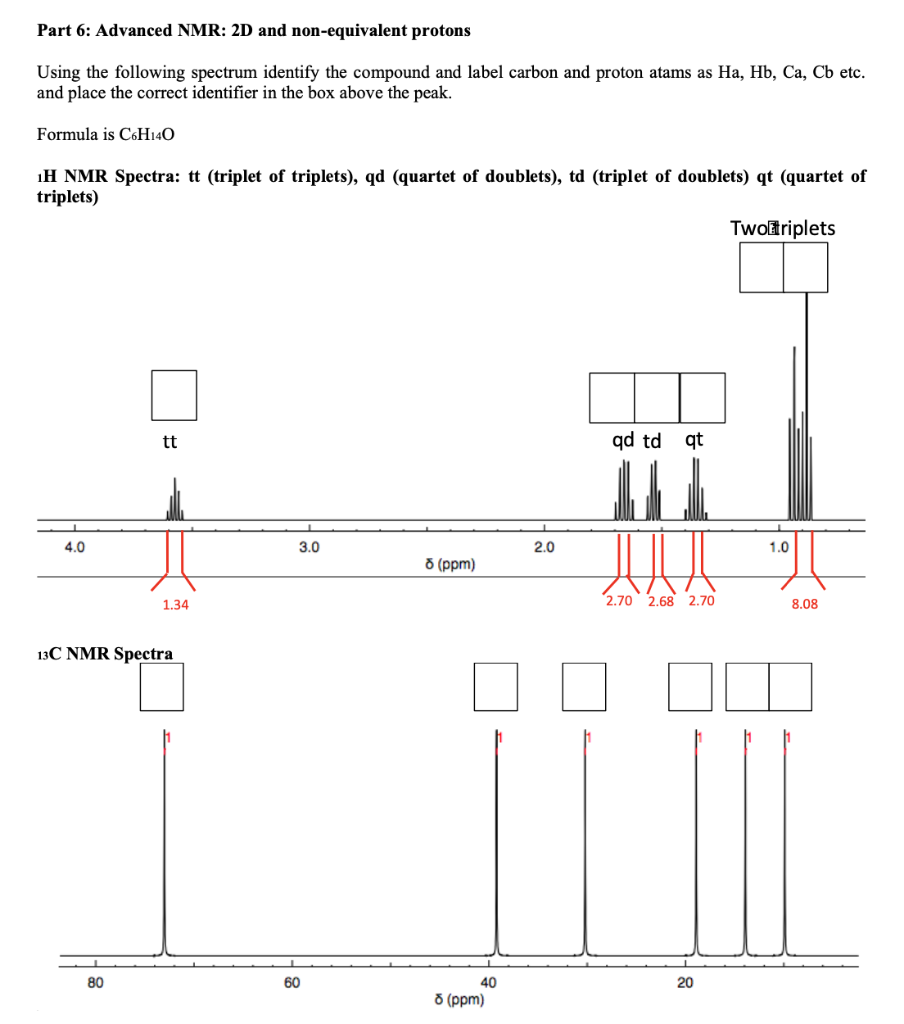 Solved Part 6: Advanced NMR: 2D and non-equivalent protons | Chegg.com