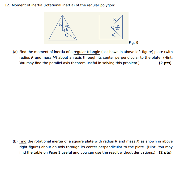 Moment of inertia (rotational inertia) of the regular | Chegg.com