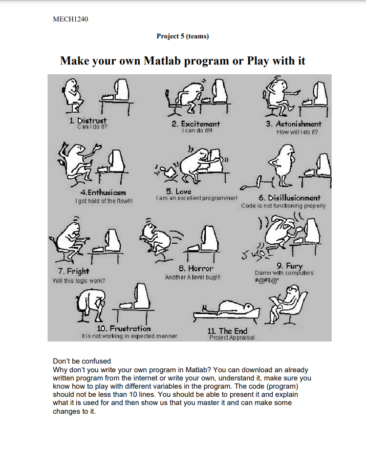Solved Project 5 (teams) Make your own Matlab program or | Chegg.com